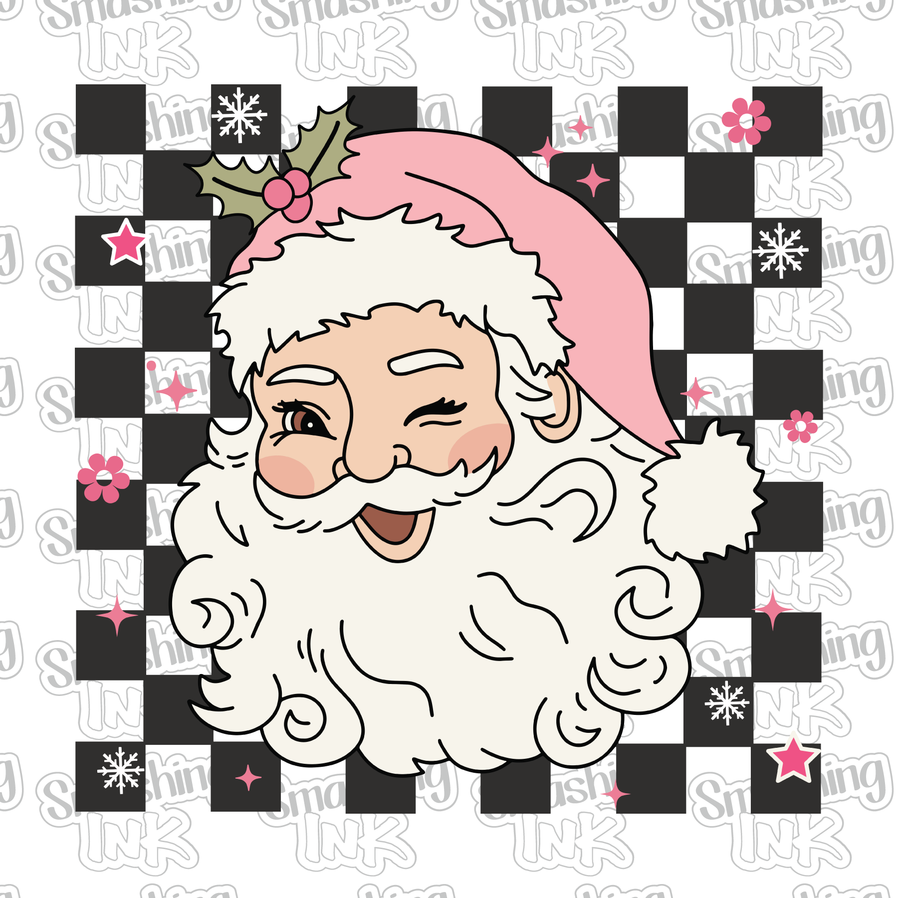 Checkered Vintage Santa - Heat Transfer | DTF | Sublimation (TAT 3 BUS ...