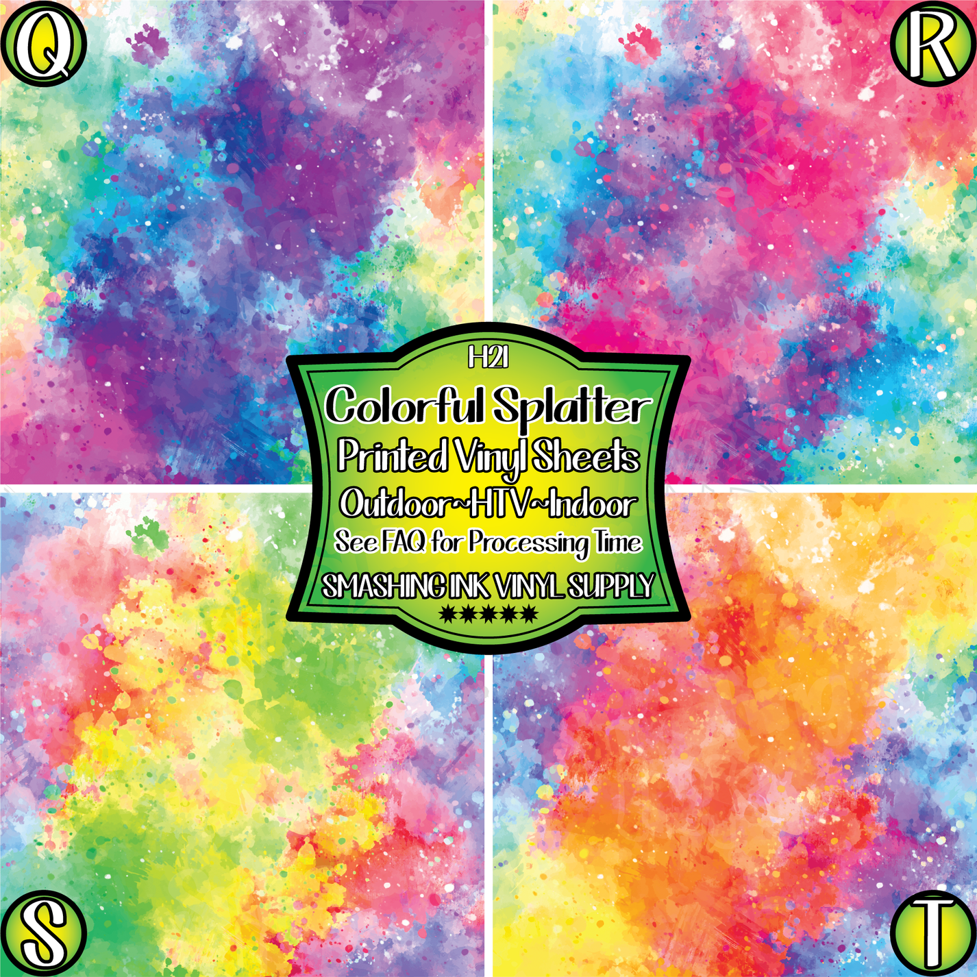 Colorful Splatter ★ Printed Vinyl Sheets | Faux Leather | Laser Safe ...