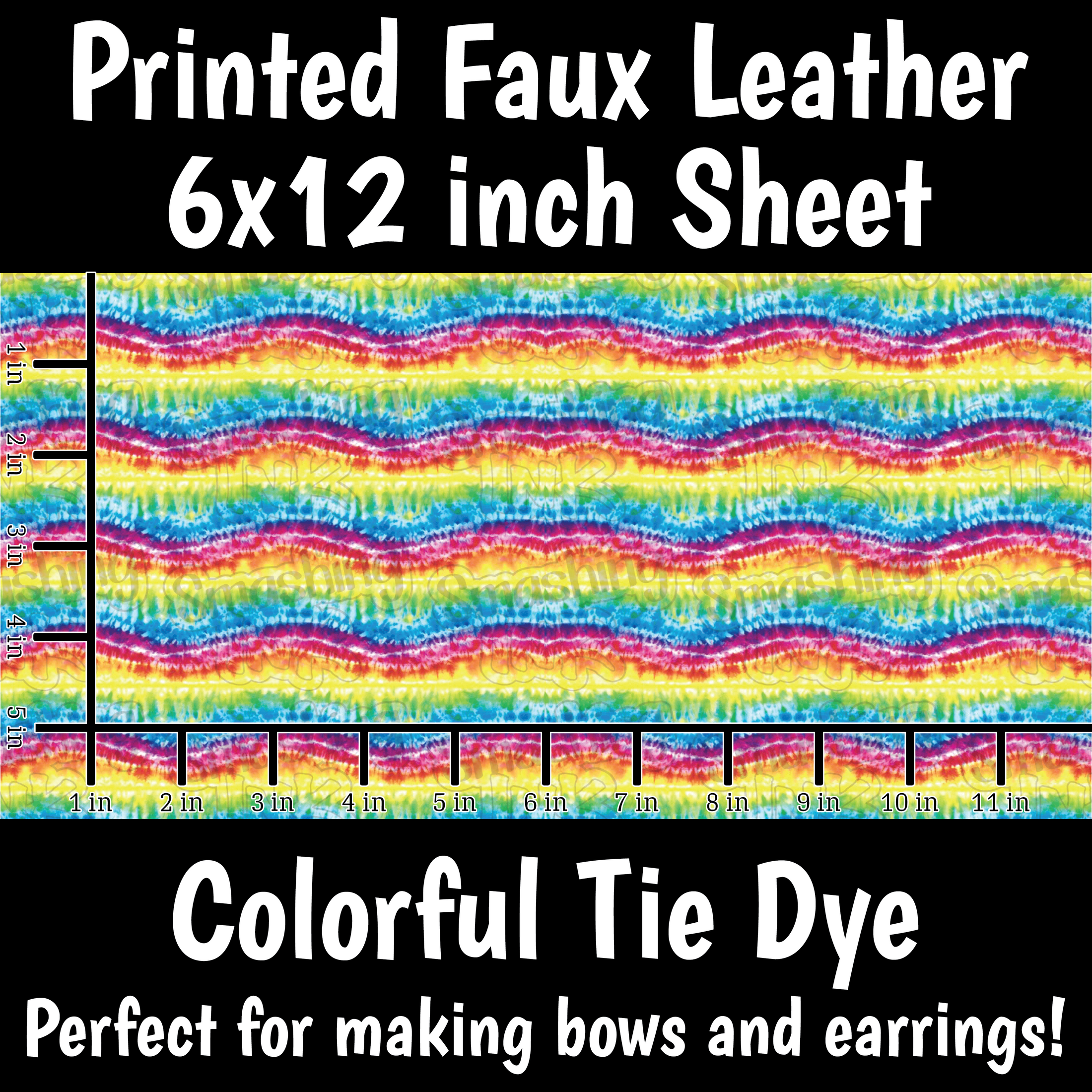 Colorful Tie Dye- Faux Leather Sheet (SHIPS IN 3 BUS DAYS) – Smashing ...