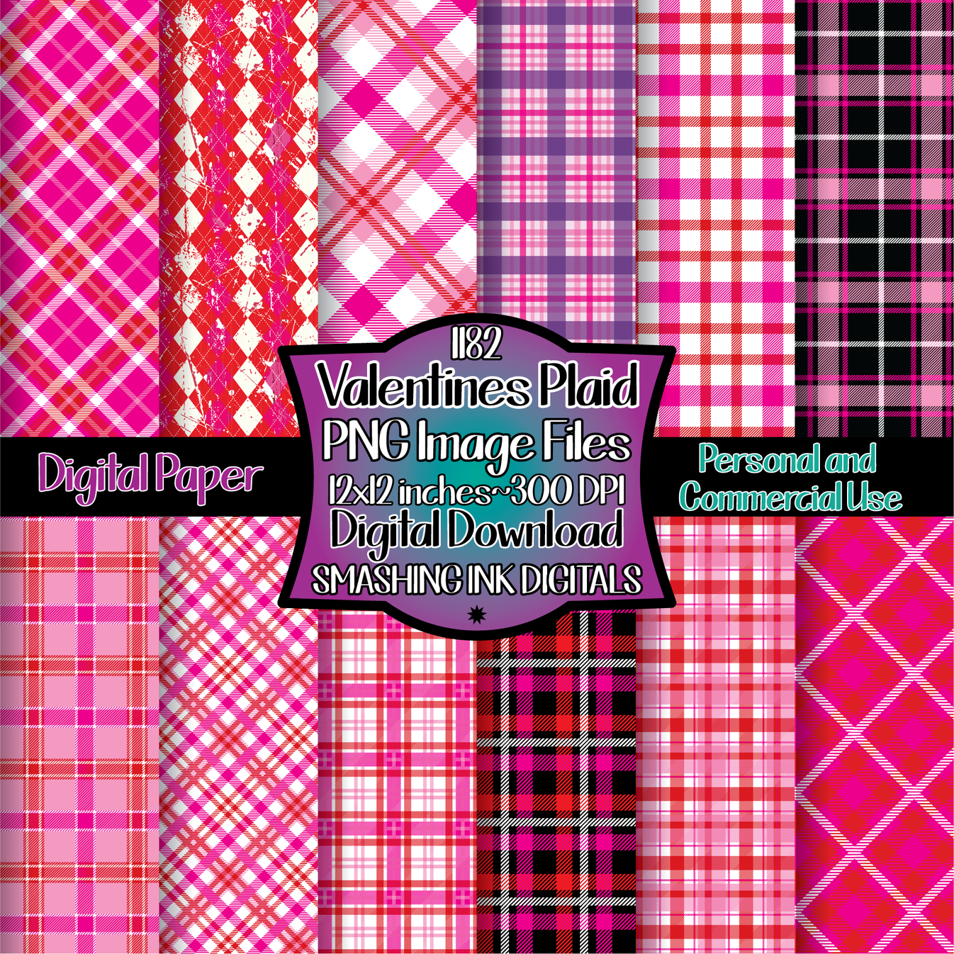 Valentine's Plaid - Digital Paper – Smashing Ink Vinyl
