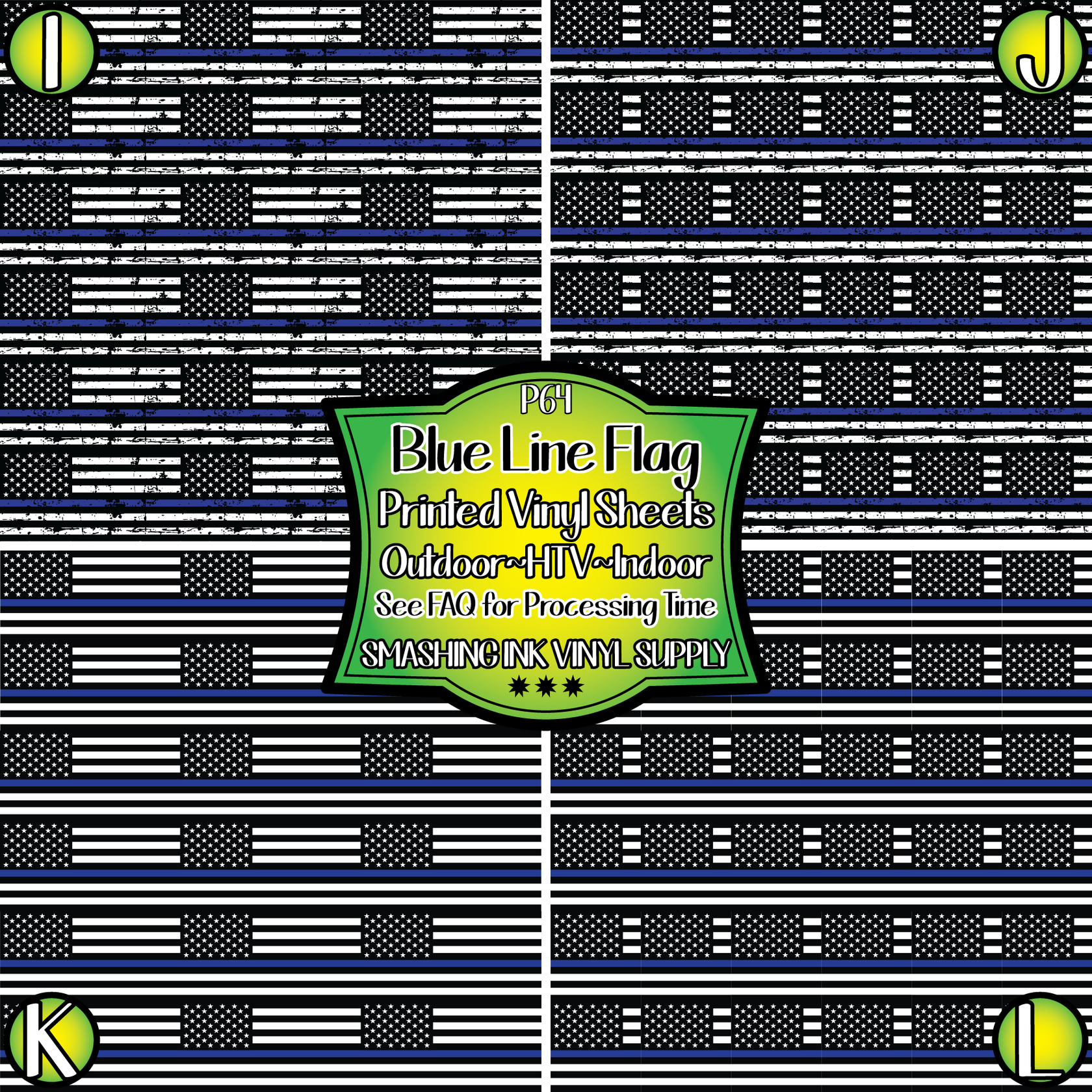 Blue Line Flag ★ Printed Vinyl Sheets | Faux Leather | Laser Safe ...