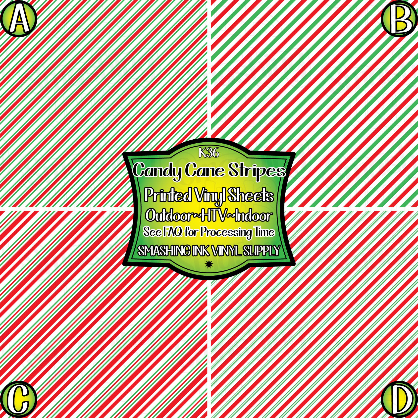 Candy Cane Stripes ★ Printed Vinyl Sheets | Faux Leather | Laser Safe ...