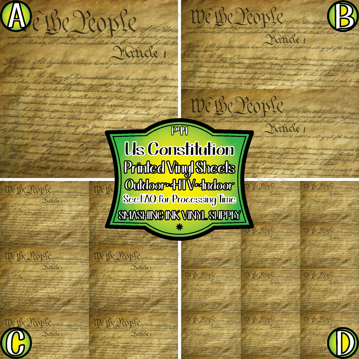 US Constitution ★ Printed Vinyl Sheets | Faux Leather | Laser Safe ...