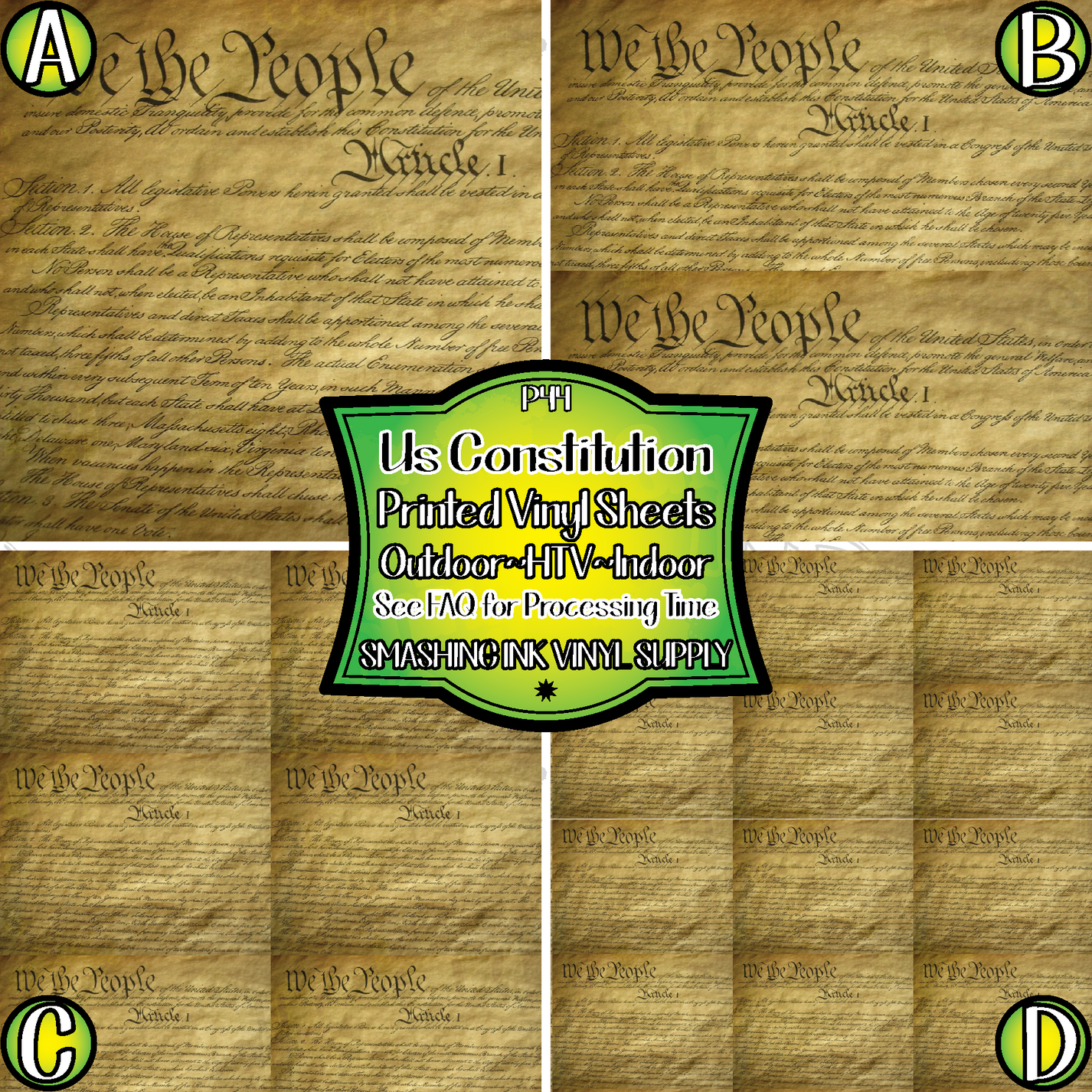 US Constitution ★ Printed Vinyl Sheets | Faux Leather | Laser Safe ...