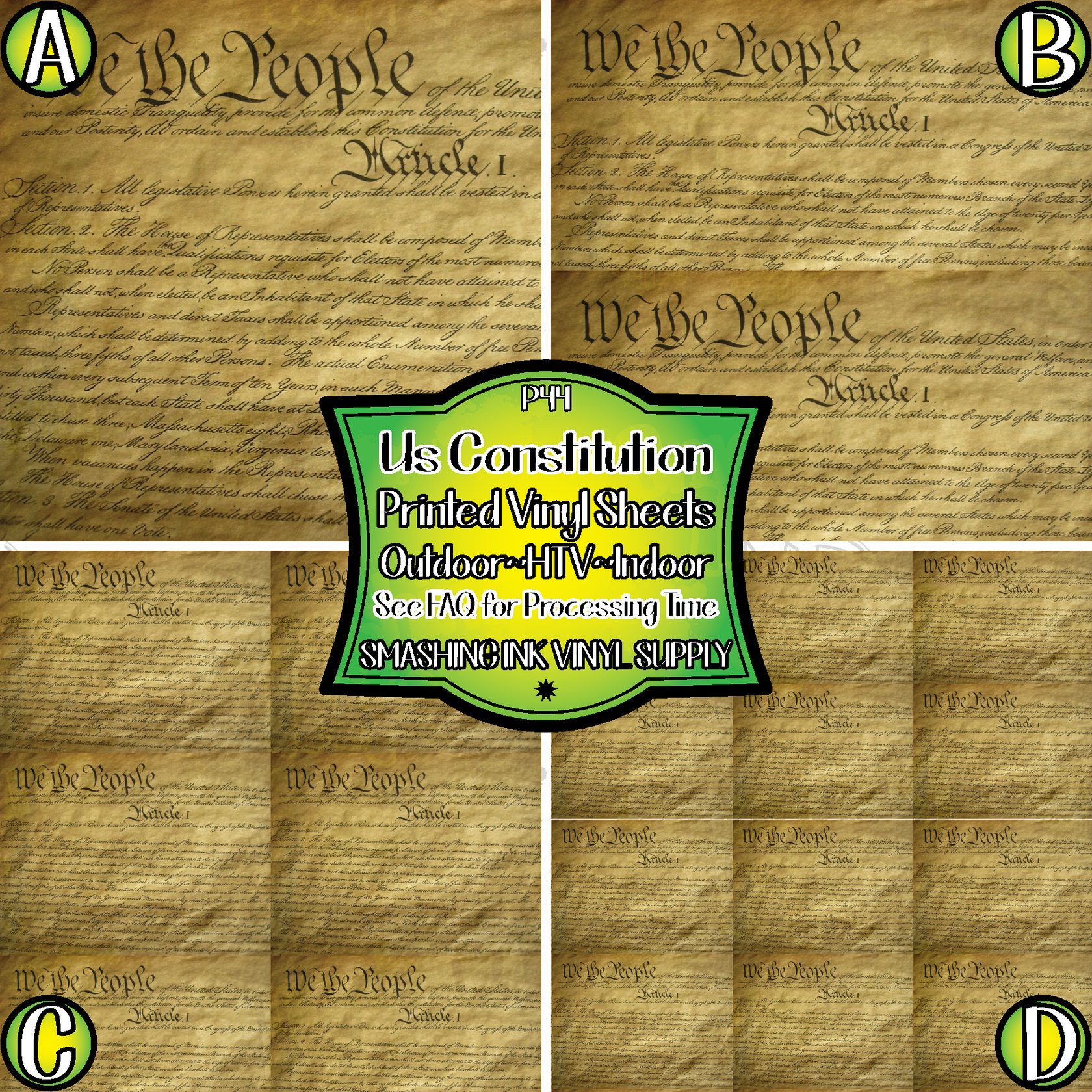 US Constitution ★ Printed Vinyl Sheets | Faux Leather | Laser Safe ...