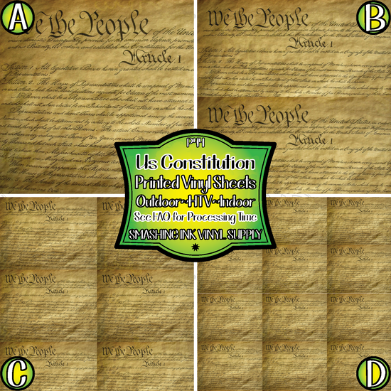 US Constitution ★ Pattern Vinyl | Faux Leather | Sublimation (TAT 3 BU – Smashing Ink Vinyl