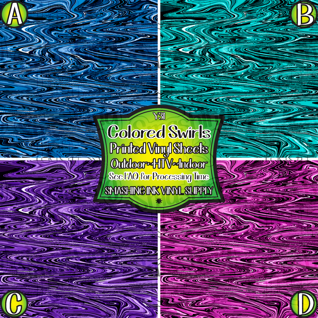 Colored Swirls ★ Printed Vinyl Sheets | Faux Leather | Laser Safe ...