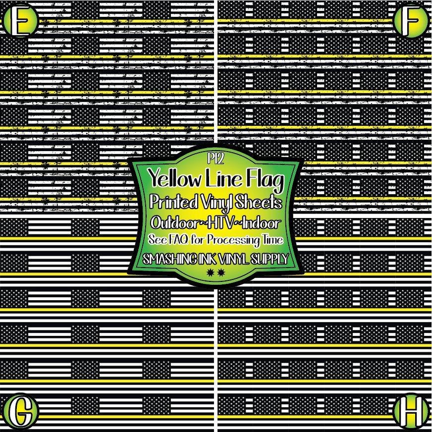 Yellow Line Flag ★ Printed Vinyl Sheets | Faux Leather | Laser Safe ...