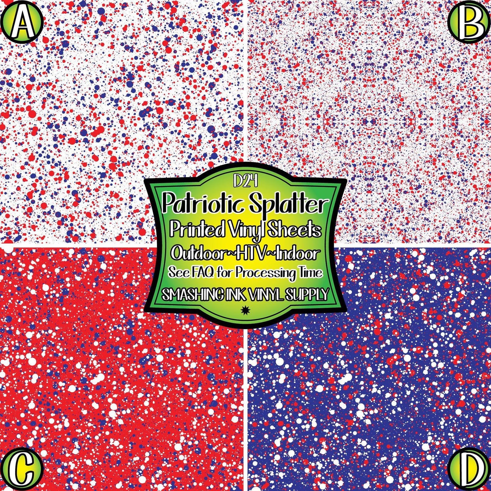 Patriotic Splatter ★ Printed Vinyl Sheets | Faux Leather | Laser Safe ...
