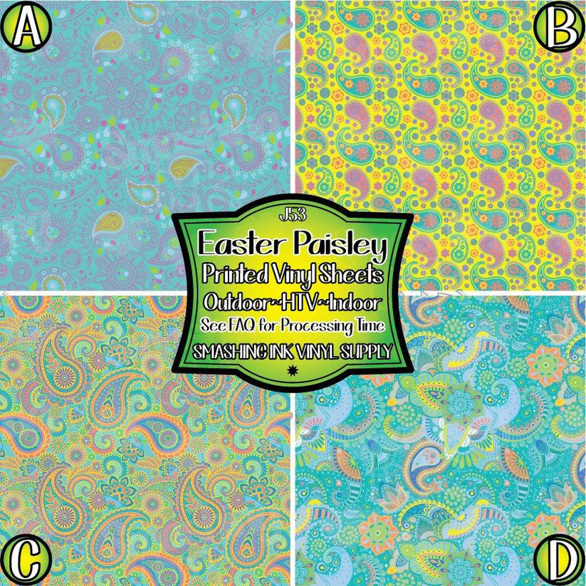 Pastel Easter Paisley ★ Pattern Vinyl | Faux Leather | Sublimation (TA ...